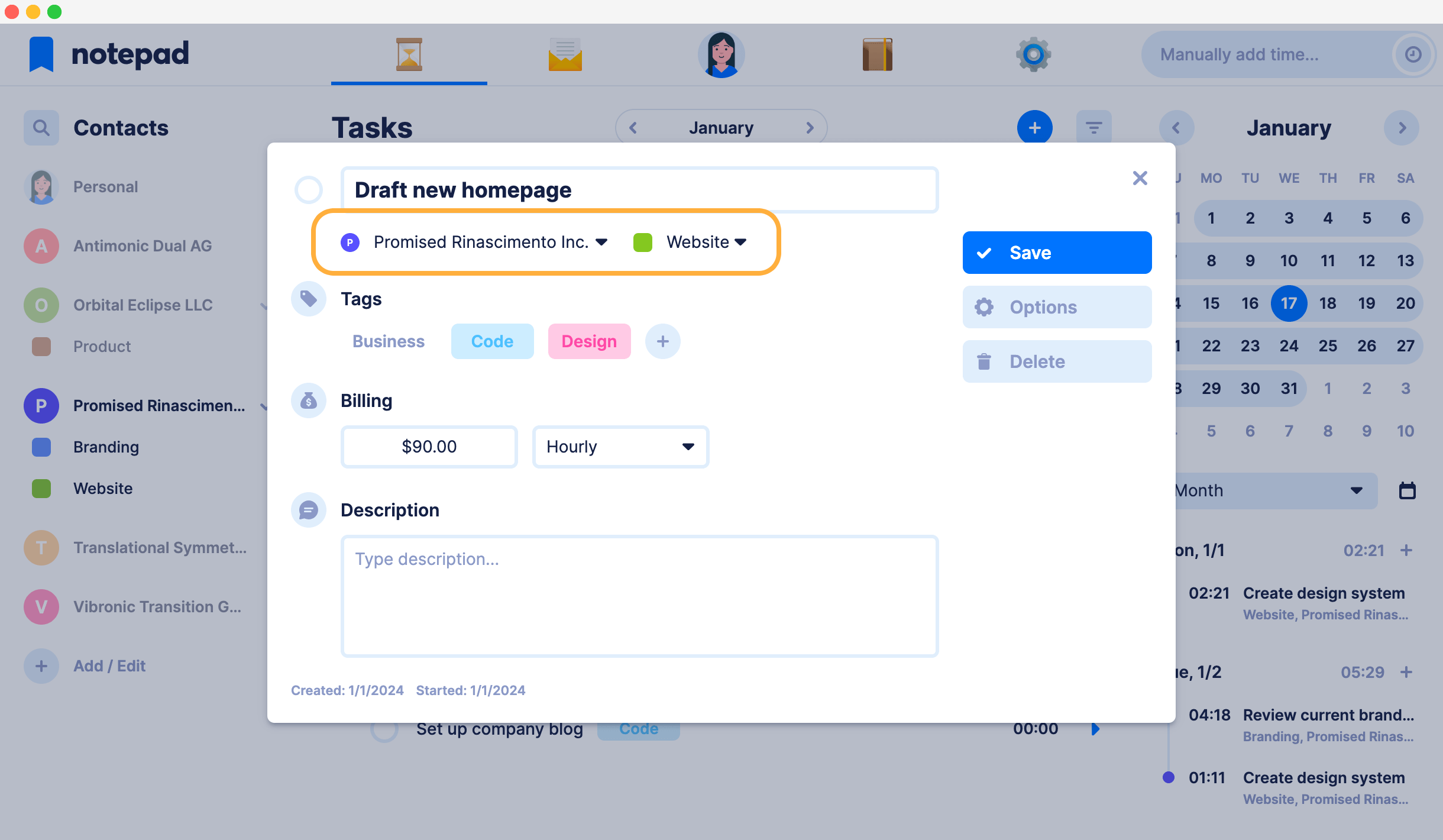 Organize tasks | Notepad